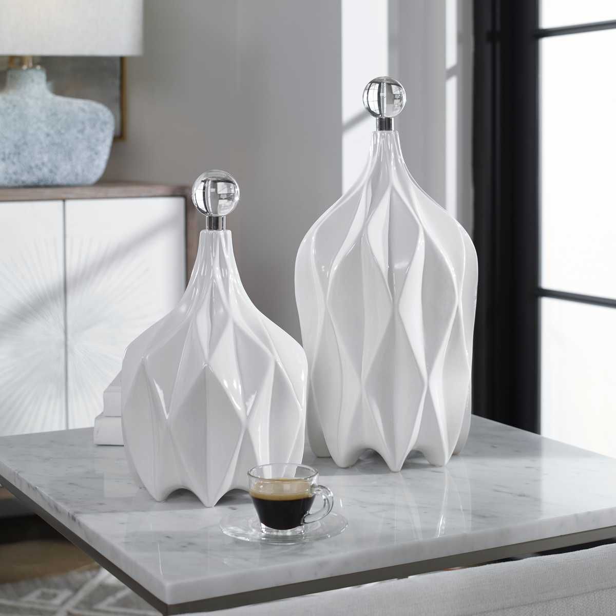 Klara Bottles, White, S/2 Lifestyle