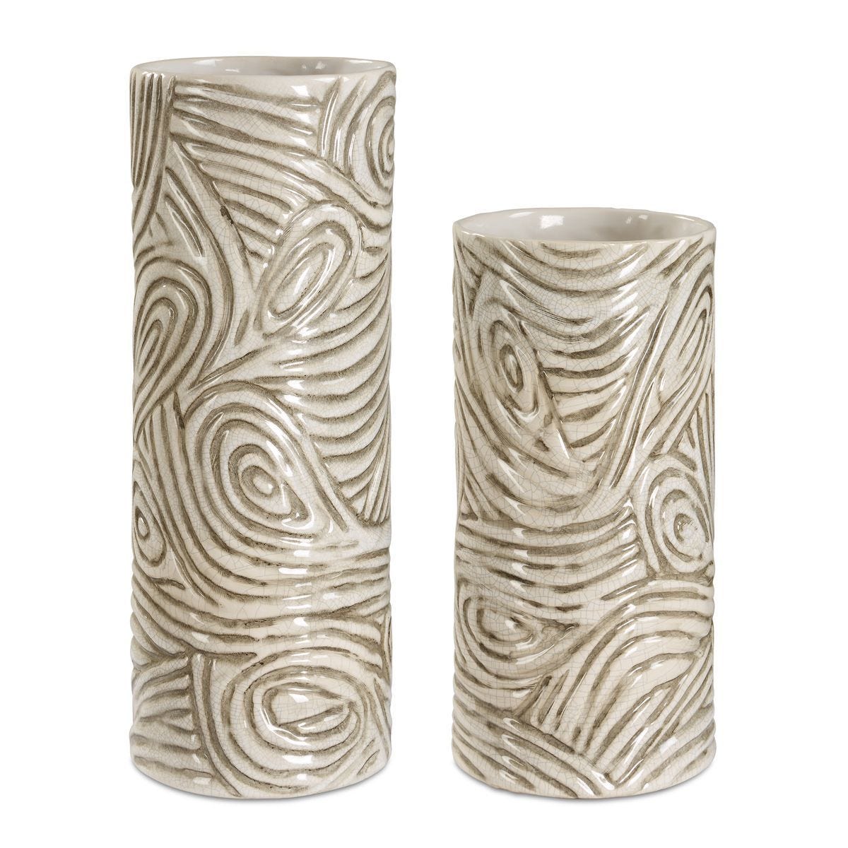 Timber Swirl Vases, S/2